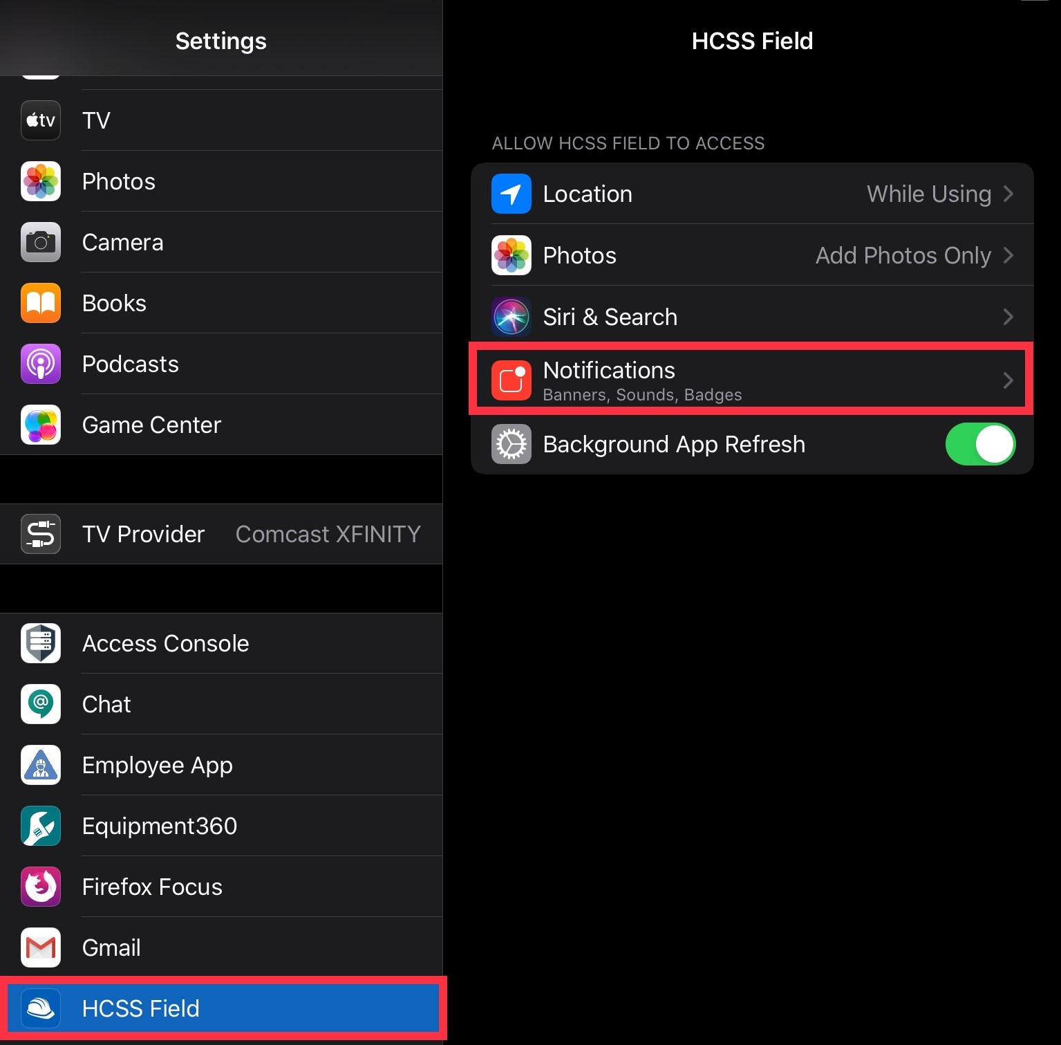 How to Enable Push Notifications for HCSS Field on iOS Devices