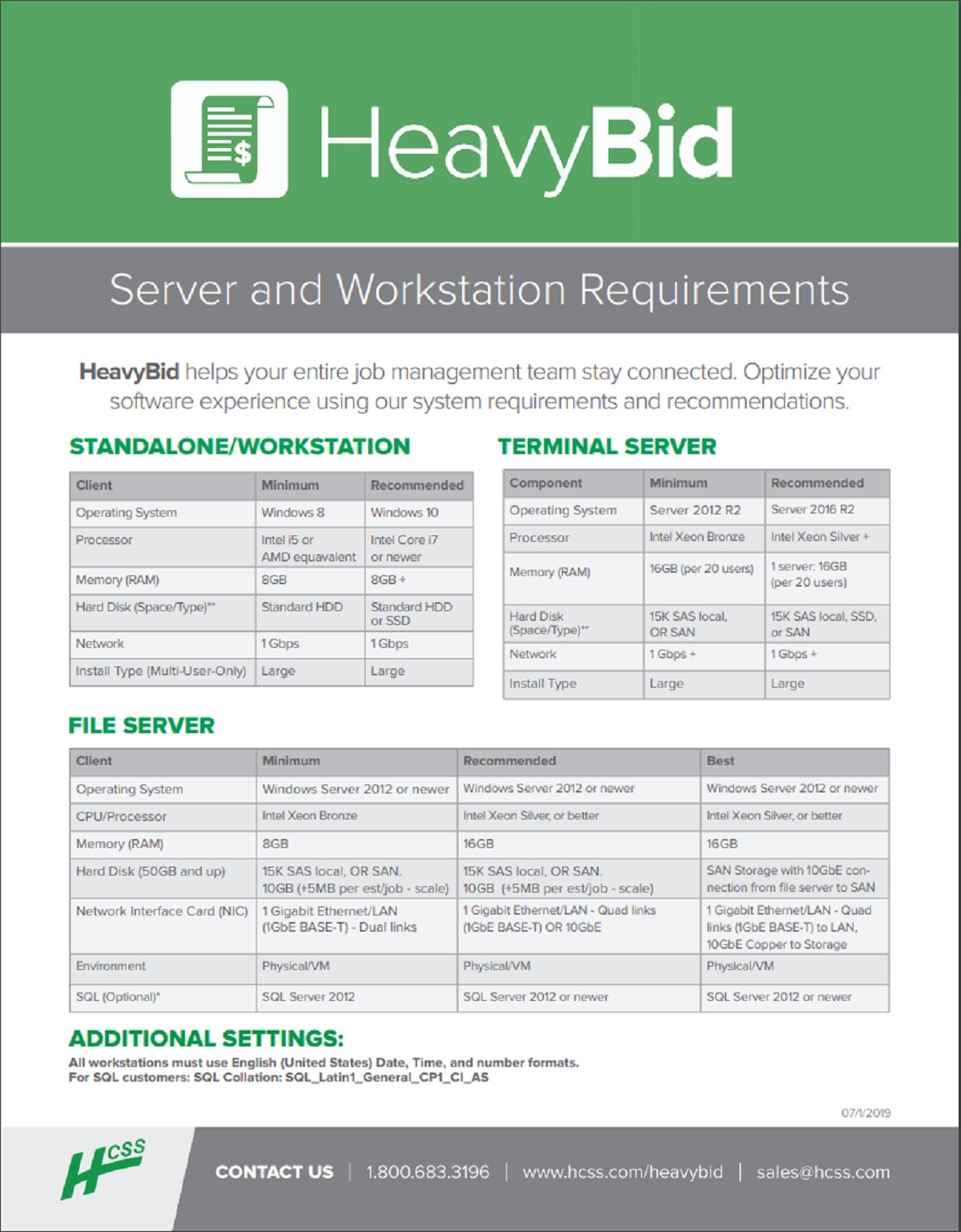 HeavyBid File/Terminal Server & Workstation Requirements