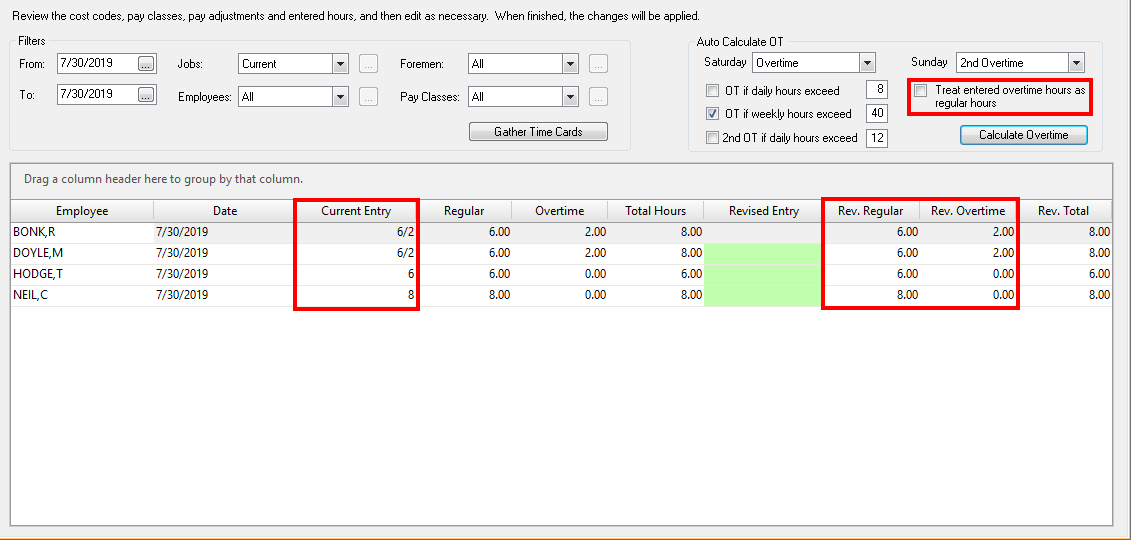 What Does the 'Treat Entered Overtime Hours as Regular Hours' Check Box Do?
