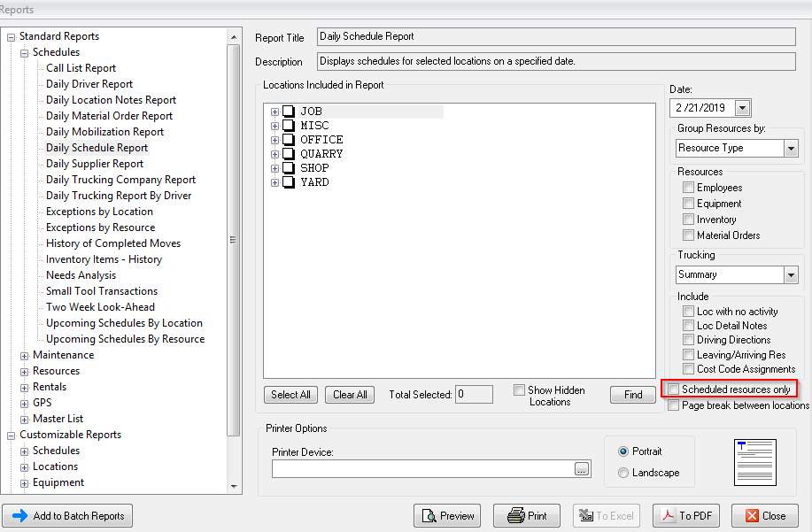 Missing Resources From Daily Schedule Report