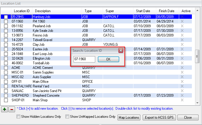 How to Search Locations in HCSS Dispatcher