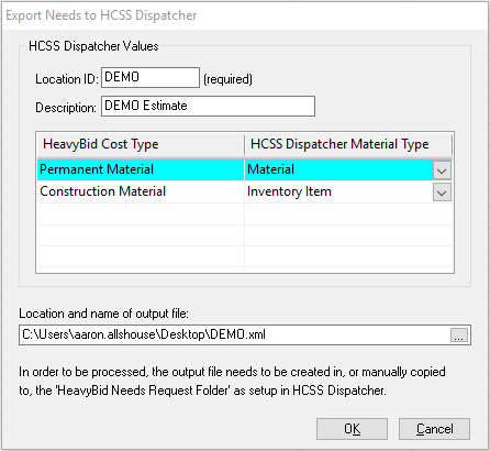 How to Send a Needs Request to HCSS Dispatcher