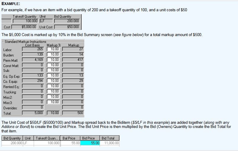 Understanding Bid Summary Method for Bid/Takeoff Differences