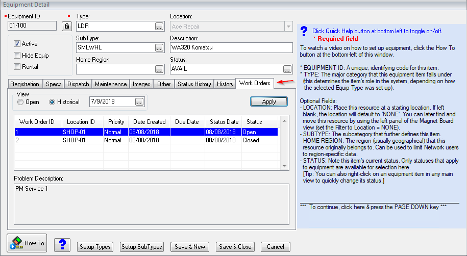 How to View Equipment360 Work Orders in Dispatcher