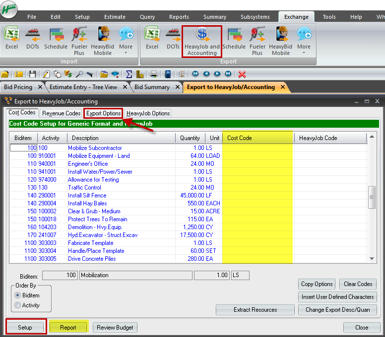 Overview: Export to HeavyJob/Accounting in HeavyBid