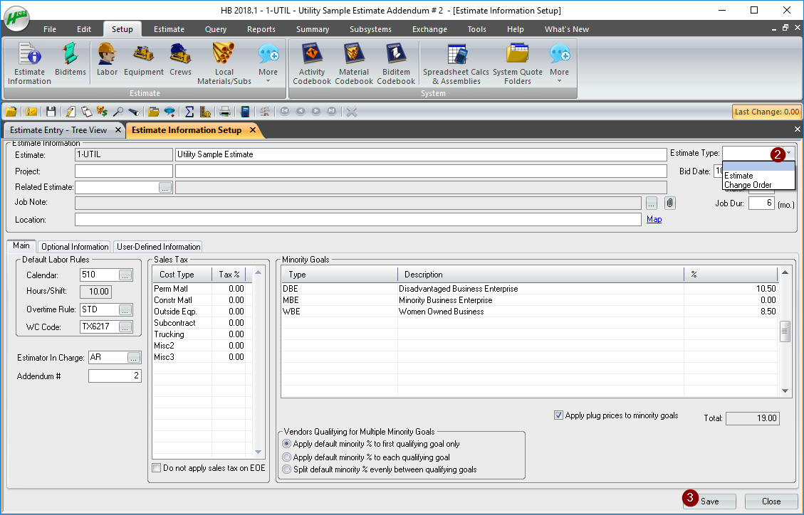 How to Change Estimate Type