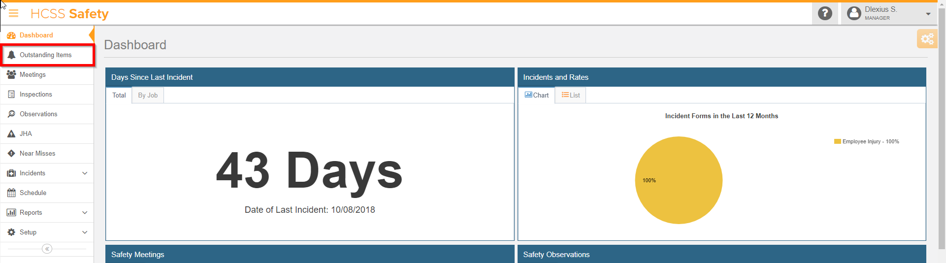 Overview: Outstanding Items in Safety Web