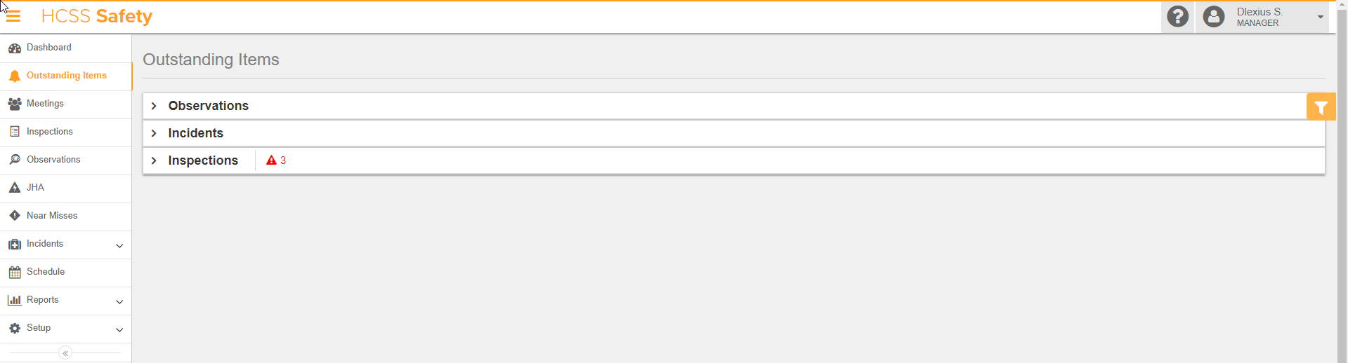 Overview: Outstanding Items in Safety Web
