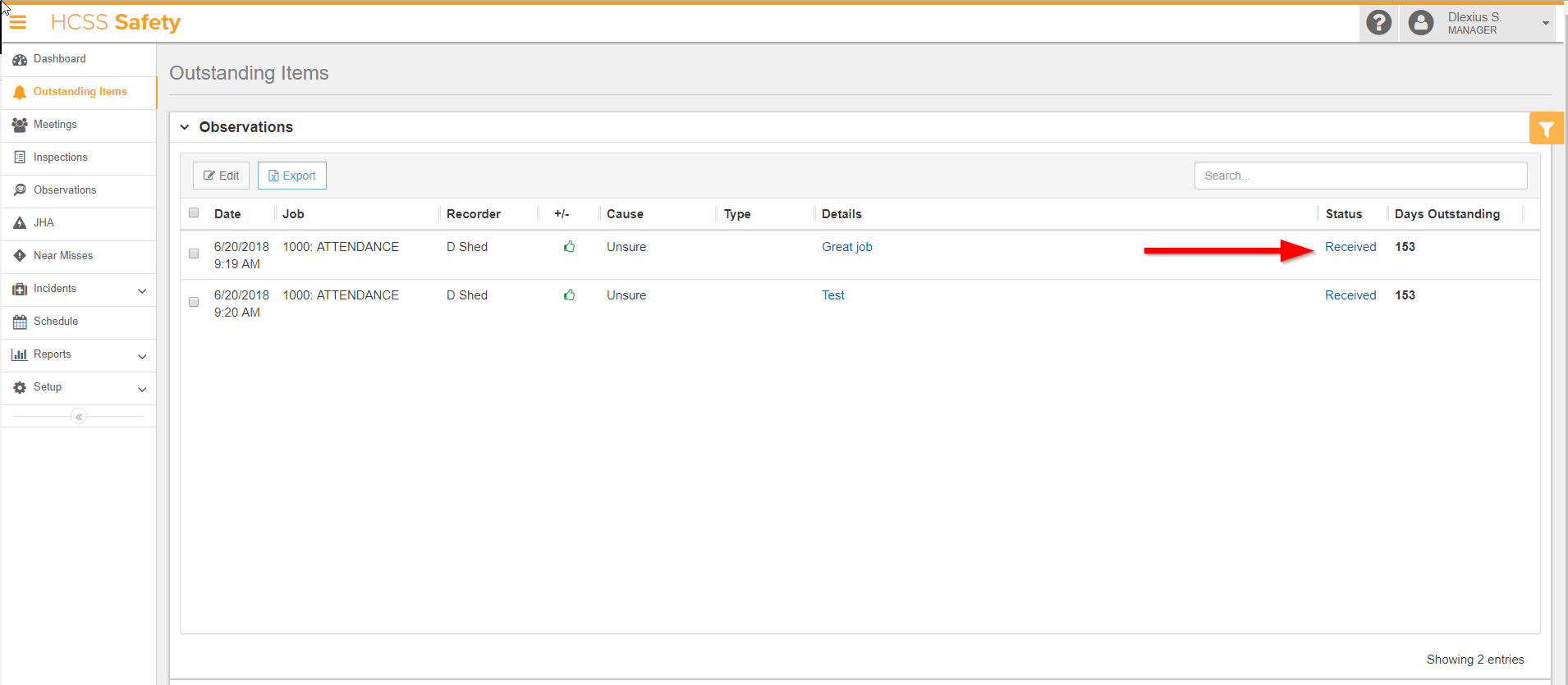 Overview: Outstanding Items in Safety Web