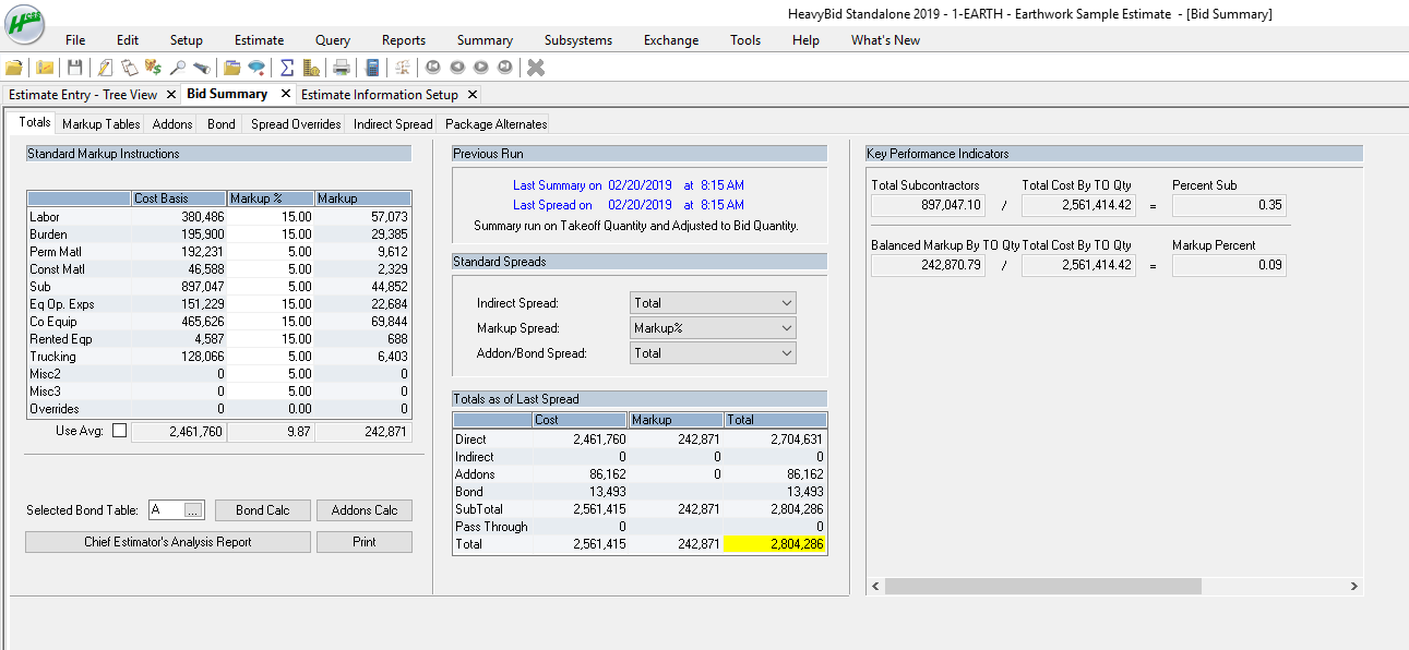 How to Show Key Indicators on the Bid Summary - Totals Tab