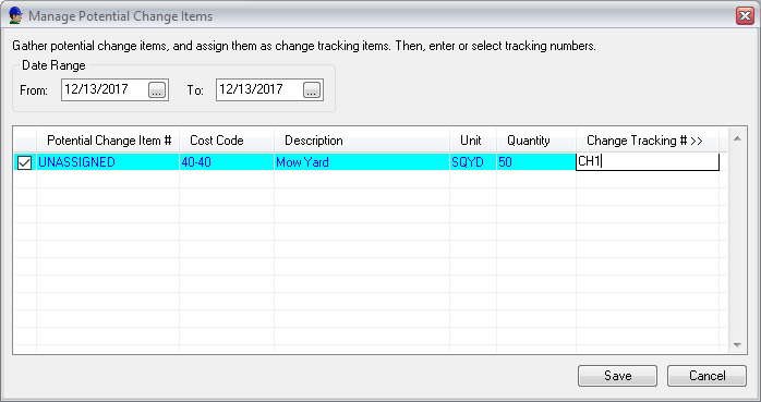 How to Pull in a Potential Change Item as a Line Item in Change Tracking