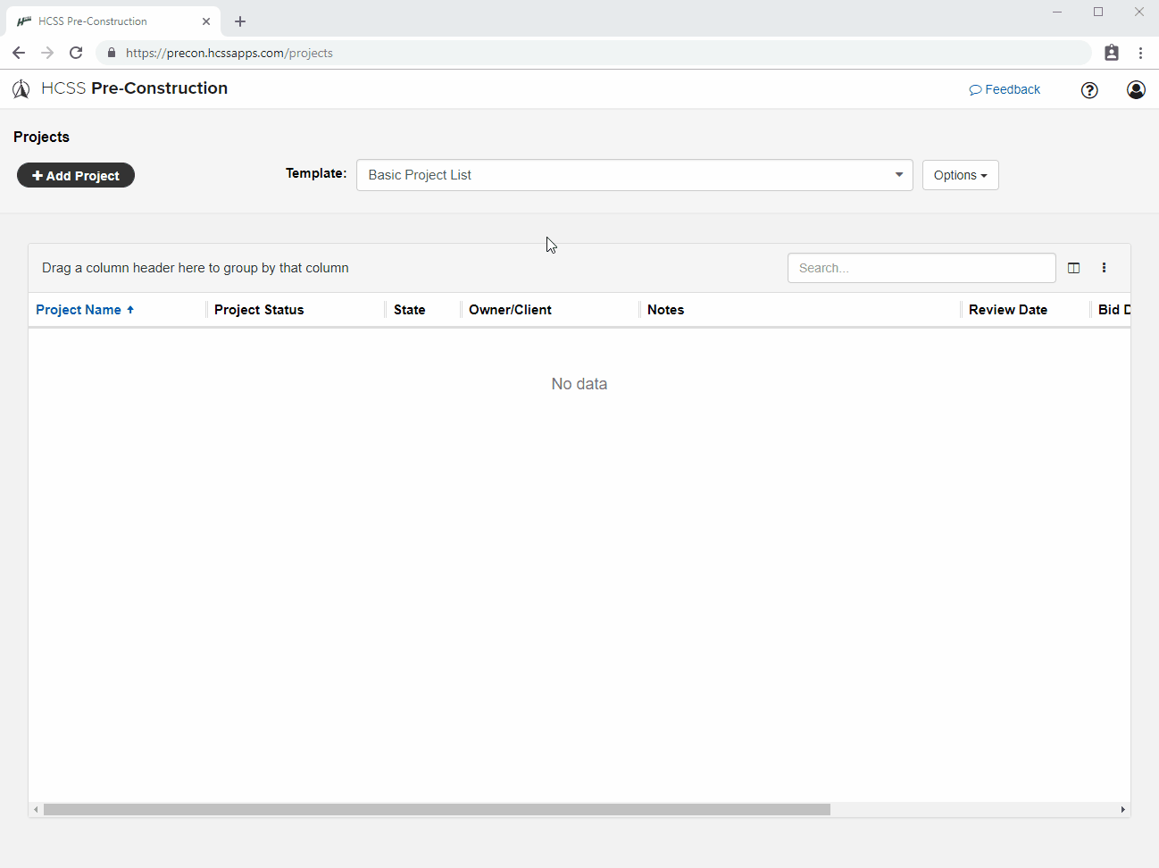 How to Add a Project in HCSS Pre-Construction
