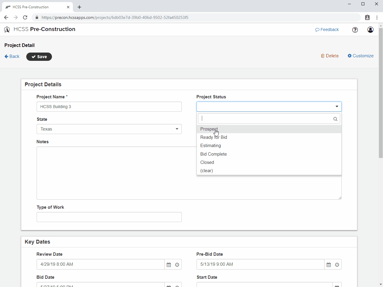 How to Add a Project in HCSS Pre-Construction