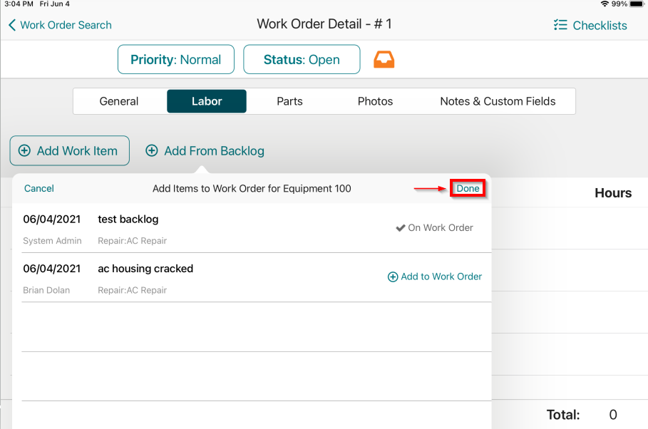 How to Add Backlog Items to Work Order Within Mobile Mechanic