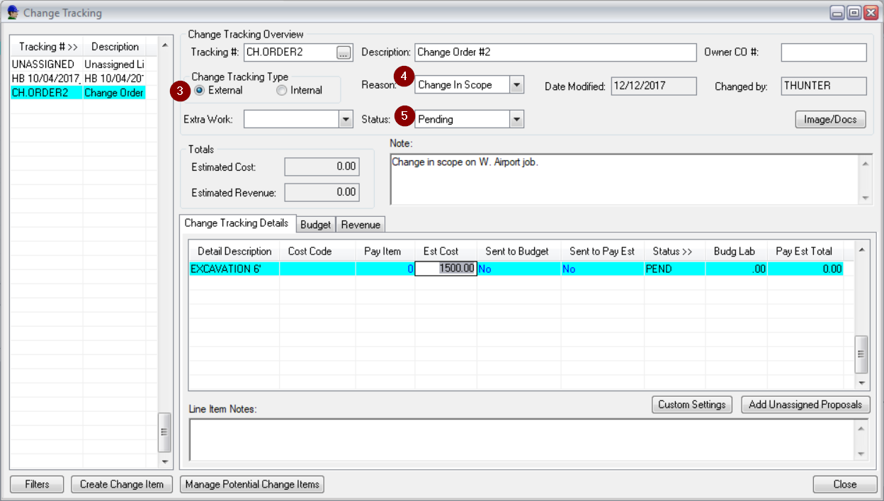 How to Set up a Change Order in Change Tracking in HeavyJob Manager