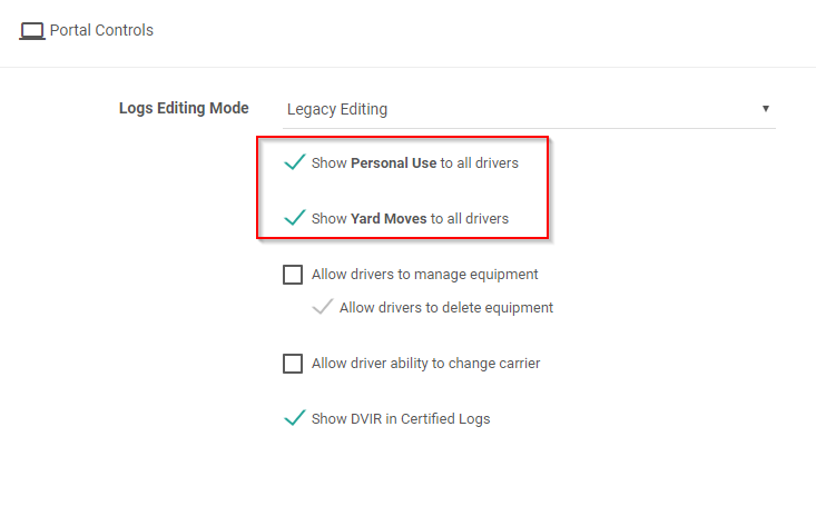 How to Enable Yard Moves and Personal Use for Drivers