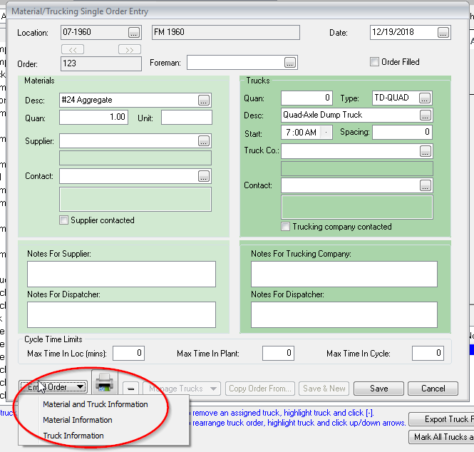 How To Send Material / Trucking Order Emails