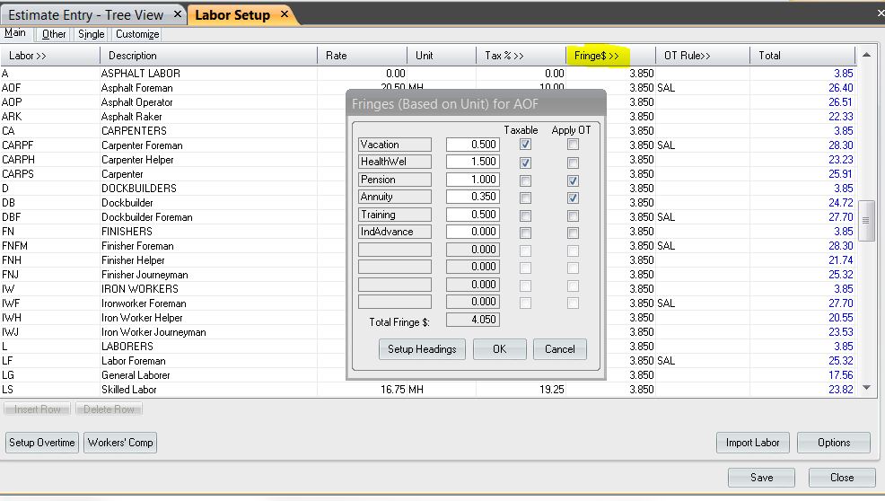 How to Apply Fringe to Labor in HeavyBid