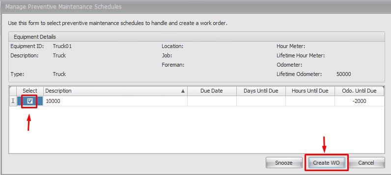 How to Convert a Preventative Maintenance Alert into a Work Order