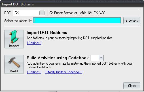 How to Import from DOT using new TXDOT ICX format?