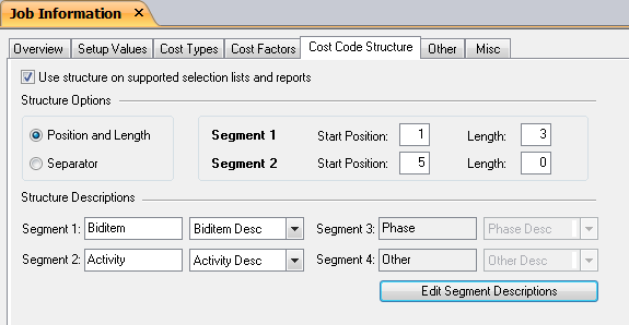 How to Adjust Cost Code Structure