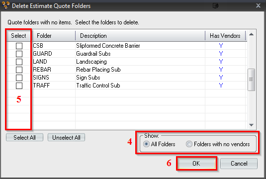 How to Remove Unused Quote Folders from an Estimate