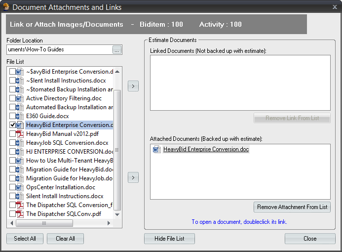 How to Attach Documents to an Activity in HeavyBid