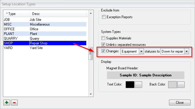 How to Set Up a Location to Automatically Change Resource Statuses