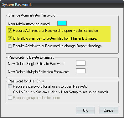 How to Restrict Access to System Changes in Non-Master Estimates