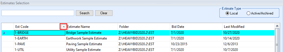 How to Sort the Estimate List in the Copy Biditems/Activities Function