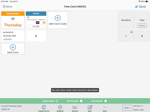 How Does the Time Card Review Process Appear in HCSS Field?