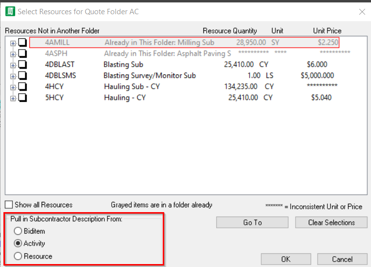 How to Configure the Descriptions of Resources in Quote Folders
