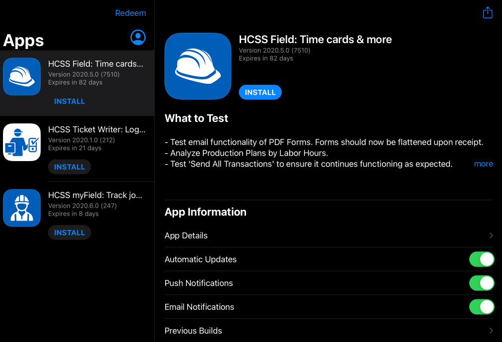 How to Receive Early Releases of HCSS Apps on iOS