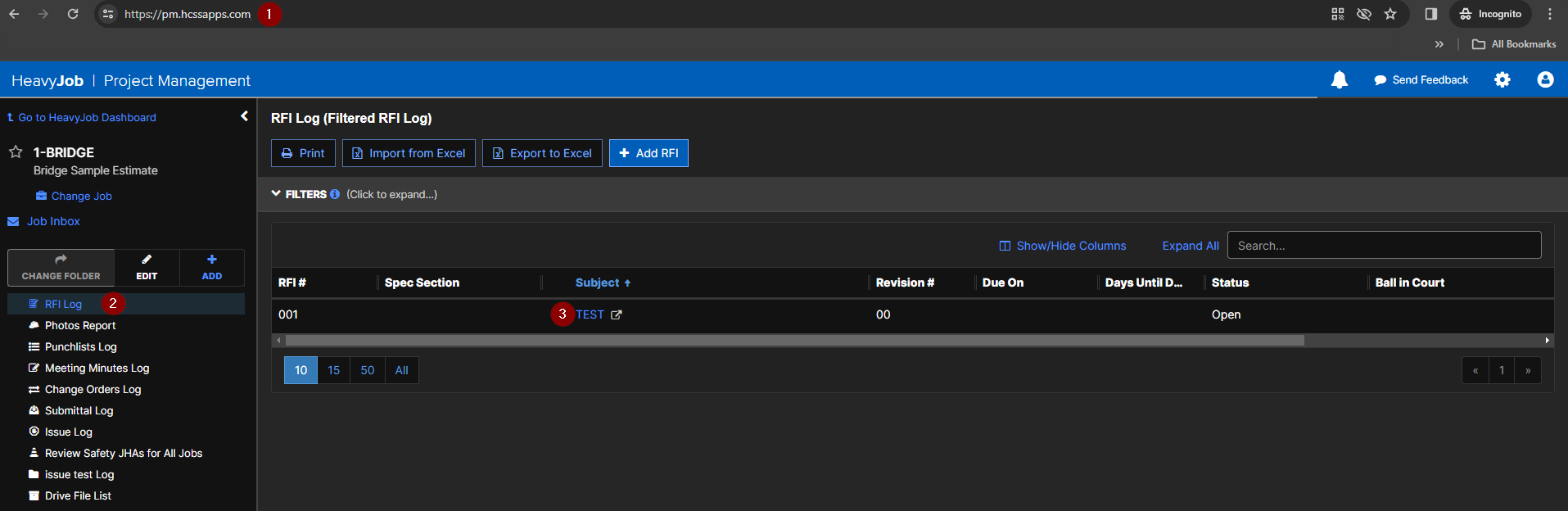 How to Delete an RFI in HeavyJob Project Management
