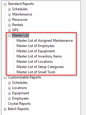 How to View The Master List Reports