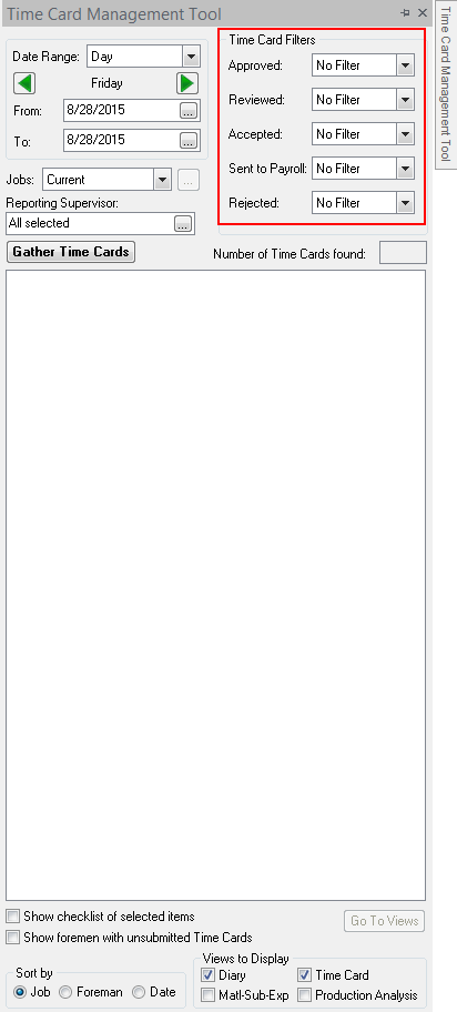 Overview of Time Card Management Tool Filters