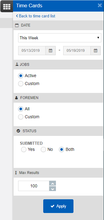 How to Filter Time Cards in HeavyJob Web