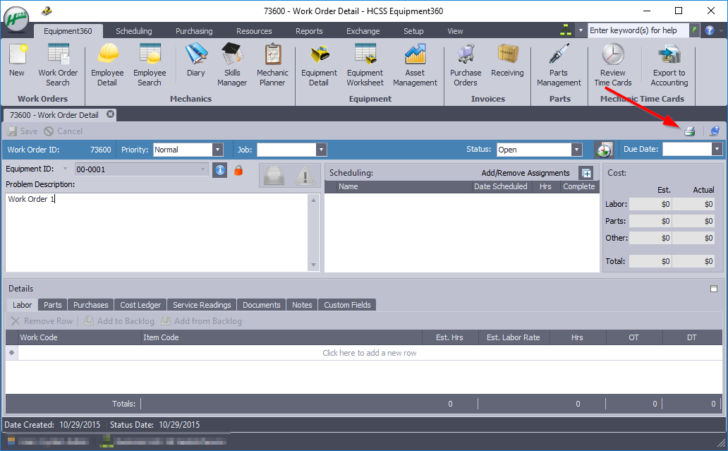 How to Print a Work Order