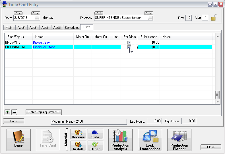 How to Add Per Diem to a Time Card