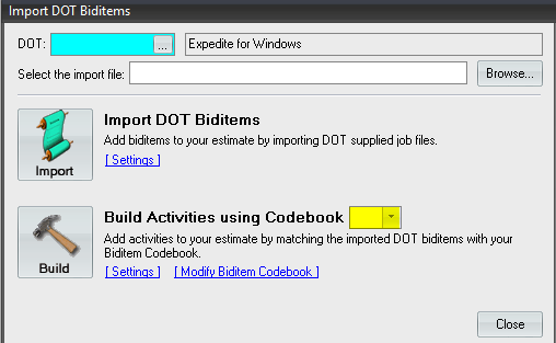 How to Build Activities from the Activity Codebook When Importing from DOT