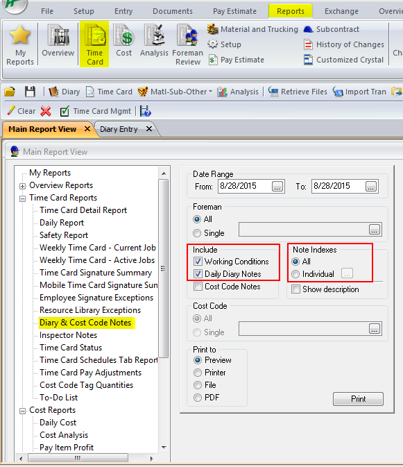How to Print Diary Notes