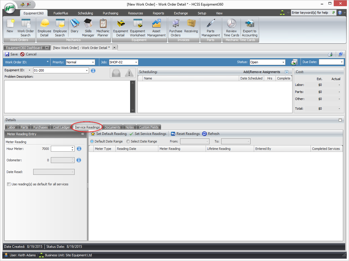How to Enter a Service Reading for a PM Work Order