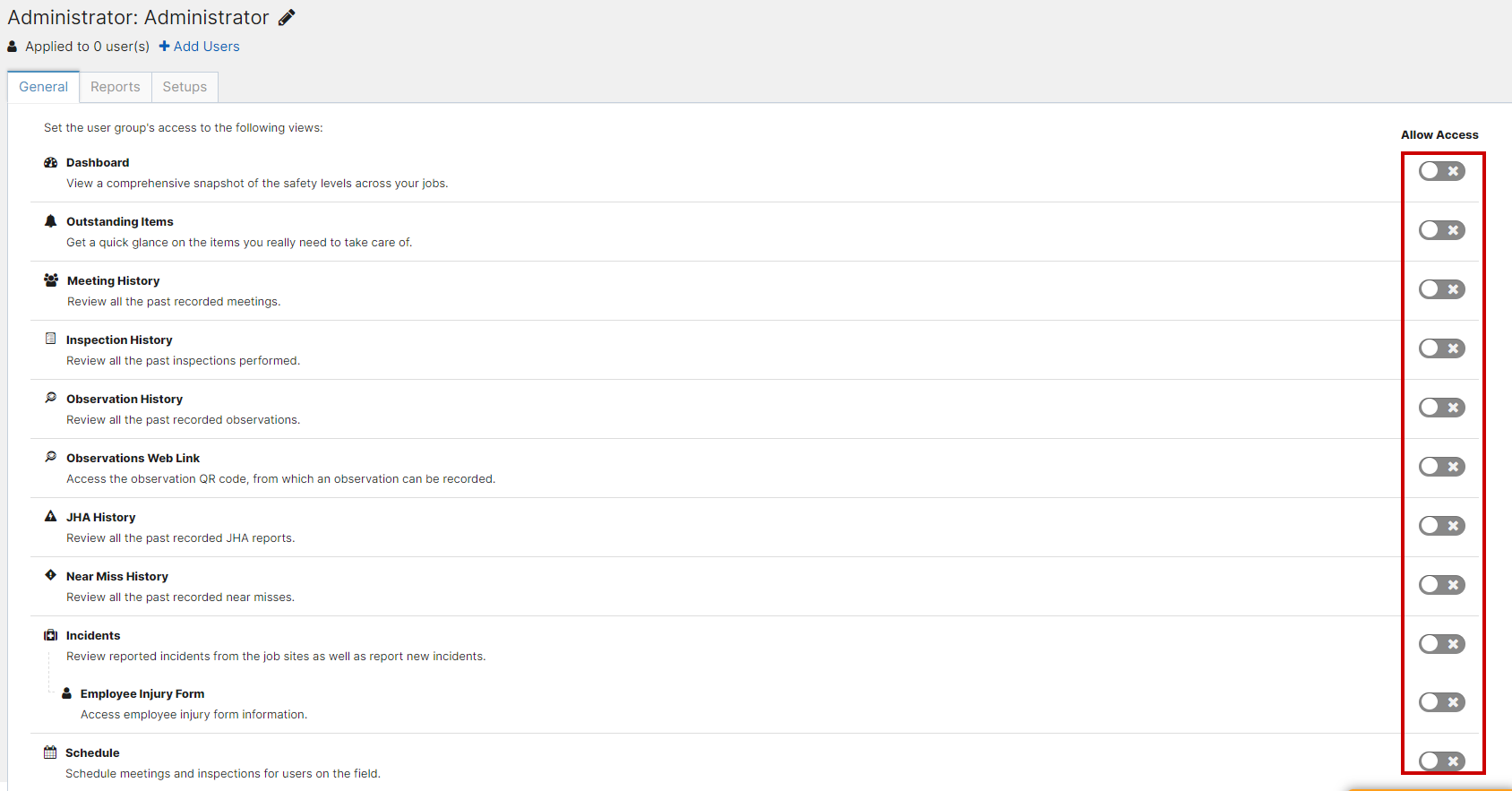 How to Enable Access to Specific Views within HCSS Safety Access Groups