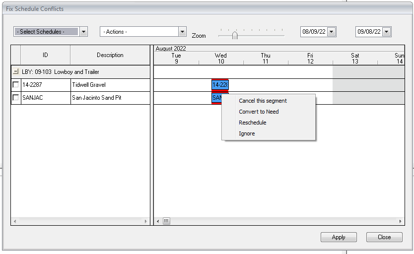 How to Fix Schedule Conflicts in HCSS Dispatcher