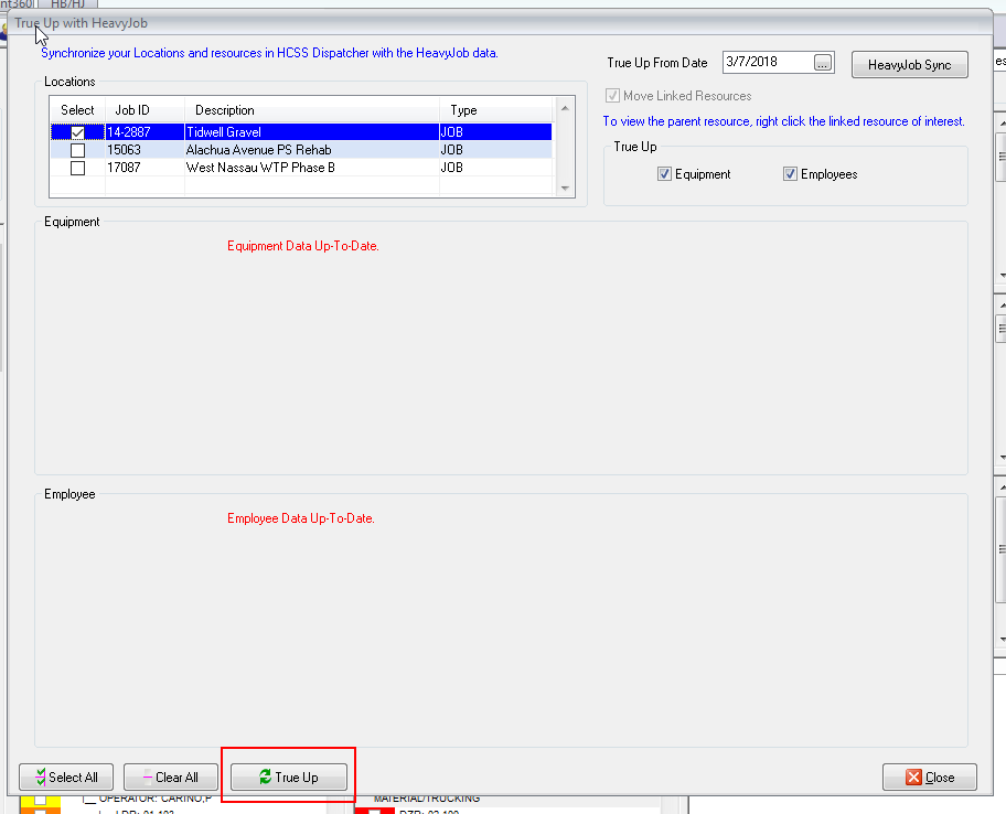 How To Run True-Up from HeavyJob in HCSS Dispatcher