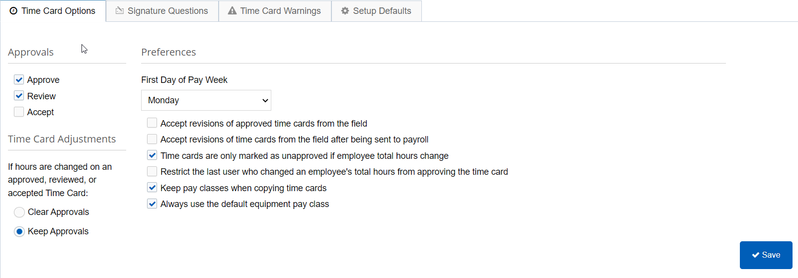 What is the Time Card Approval Process in HeavyJob Web
