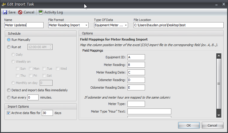 How to Import Meter Readings into Equipment360