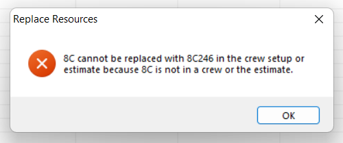 Resource Cannot Be Replaced With Another Resource in the Crew Setup ...