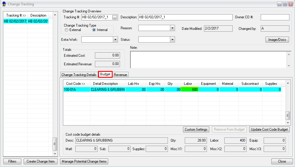 How to Create a Change Tracking Record for HeavyJob from HeavyBid