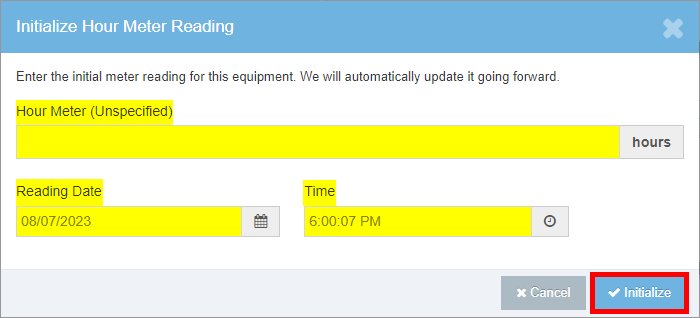 How to Initialize Meter Readings in HCSS Telematics